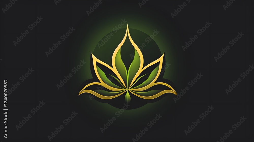 Minimalist and modern cannabis leaf seamlessly integrated into a sleek ...