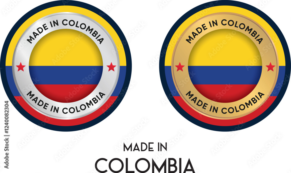 Made in Colombia. Premium labels, stickers, pointer, badge and symbol ...