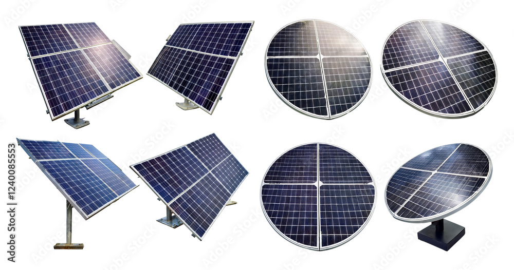 Various Solar Panels Featuring Different Designs and Layouts, isolated ...