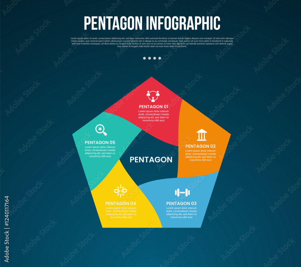 pentagon base shape template infographic with flexible wobble part on ...