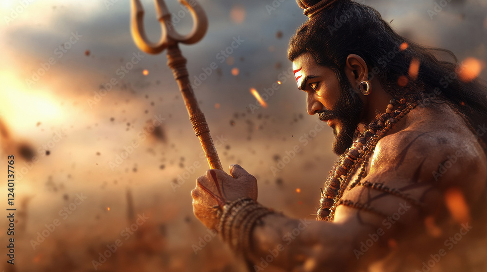 Lord Shiva standing in the center of the frame in a powerful pose Stock ...