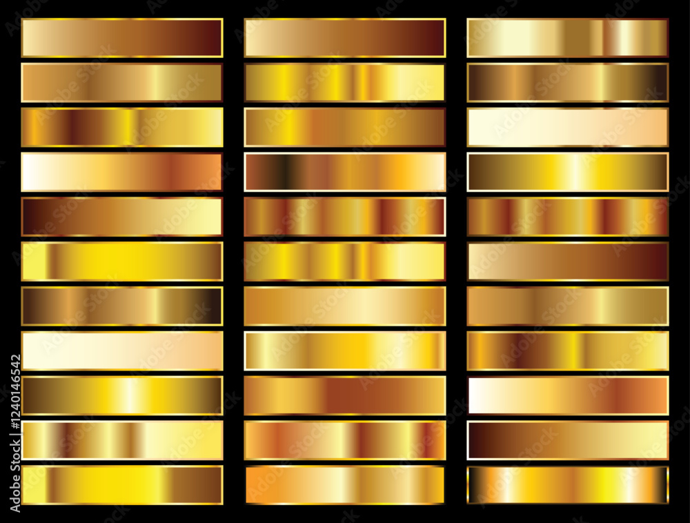 Premium golden gradients set. Metallic gold gradients. Elegant gold ...