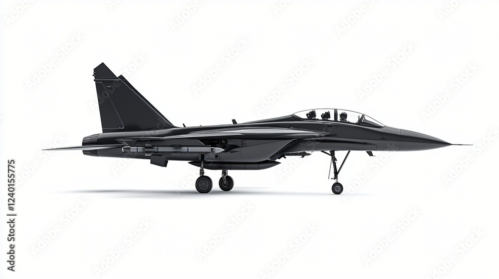 Black Stealth Fighter Jet Aircraft Military Airplane Side View Stock ...