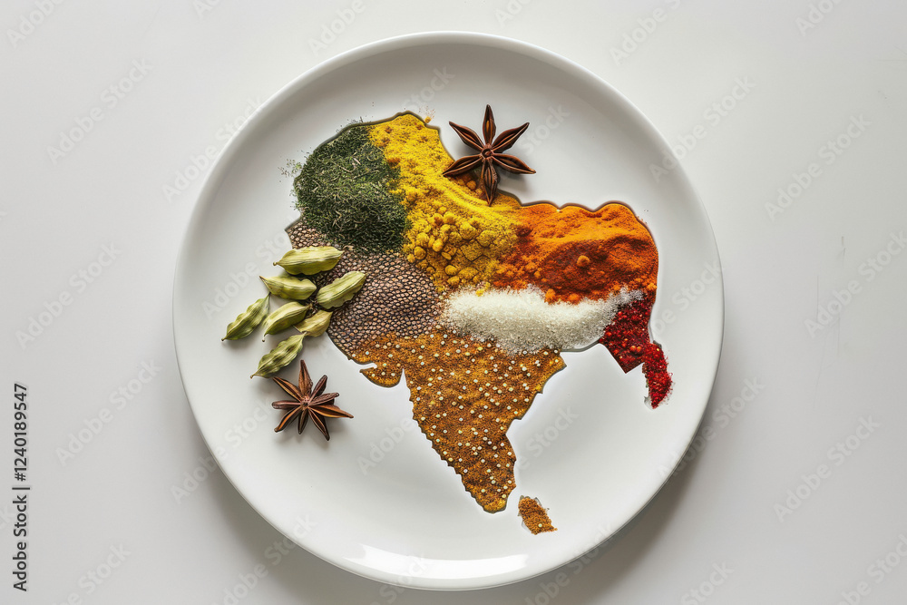 india map made of spices in the plate Stock Photo | Adobe Stock