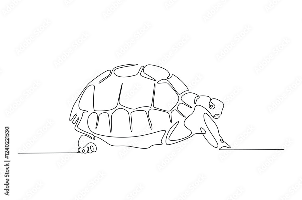 Giant tortoise in continuous one line drawing. Single line art draw of ...