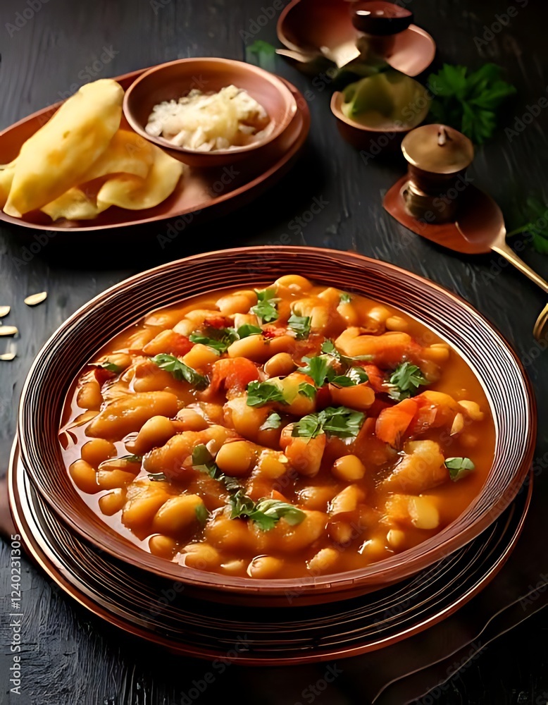Egyptian ful medames, stewed fava beans with various toppings, is a ...