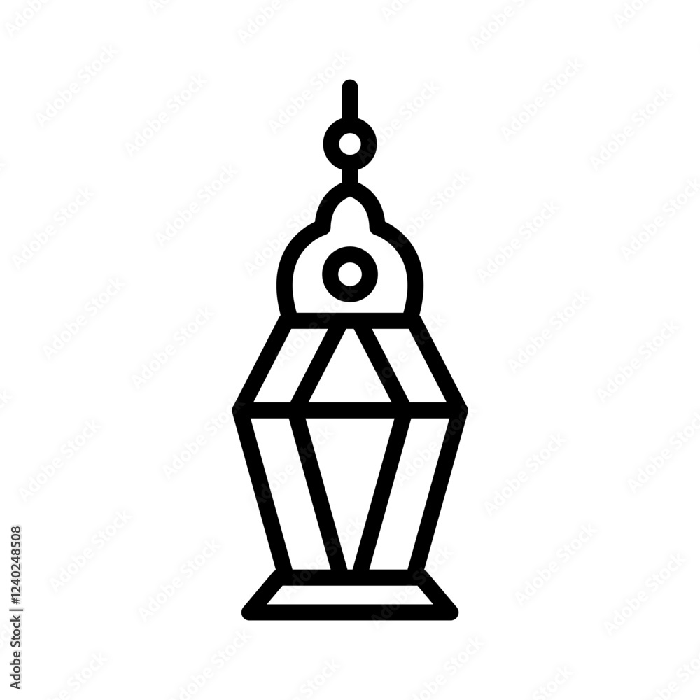 Simple outline design of a tall Islamic lantern, perfect for Ramadhan ...