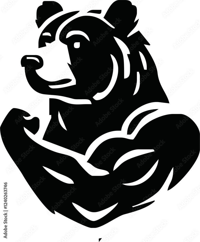 Strong bear animal showing his muscles, tidy mascot logo, different ...
