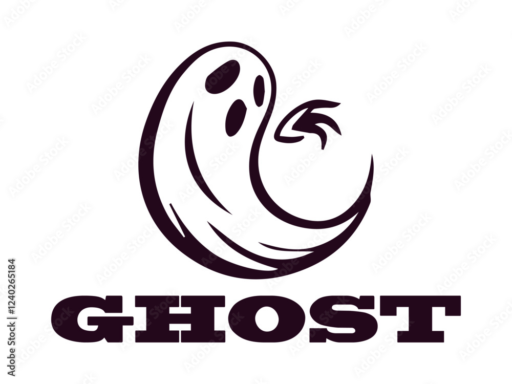 cartoon ghost logo vector illustration background template design ...