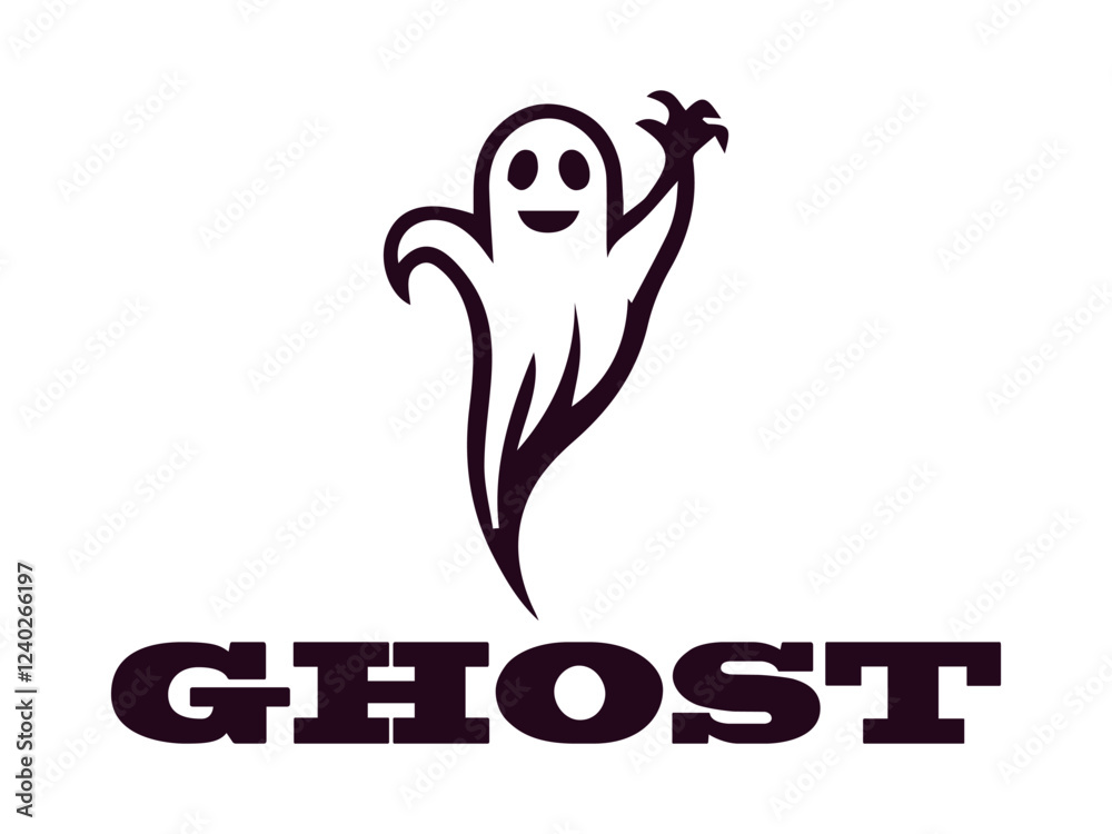 cartoon ghost logo vector illustration background template design, simple ghost in sheet ...