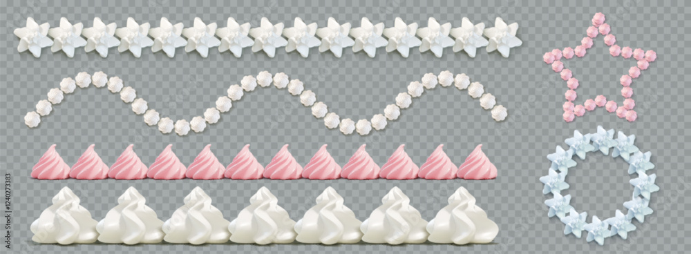 Whipped cream 3d decorative borders - light blue, pink and white ...