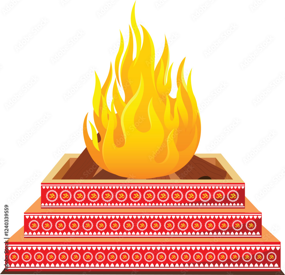 Beautiful Traditional Puja Hawan Kund Vector Illustration Stock Vector ...