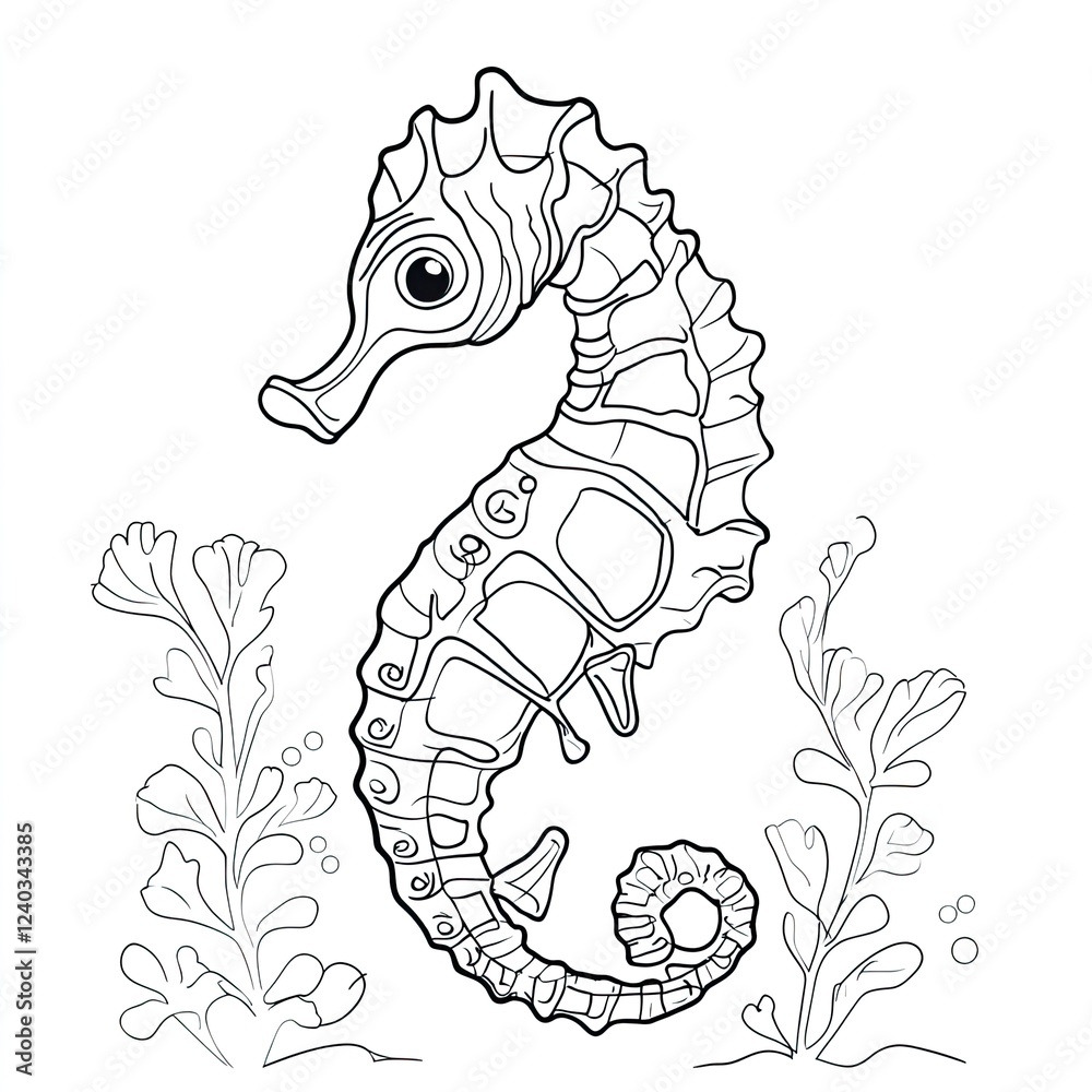 Seahorse Anatomy Coloring Page Educational Marine Life Illustration for ...