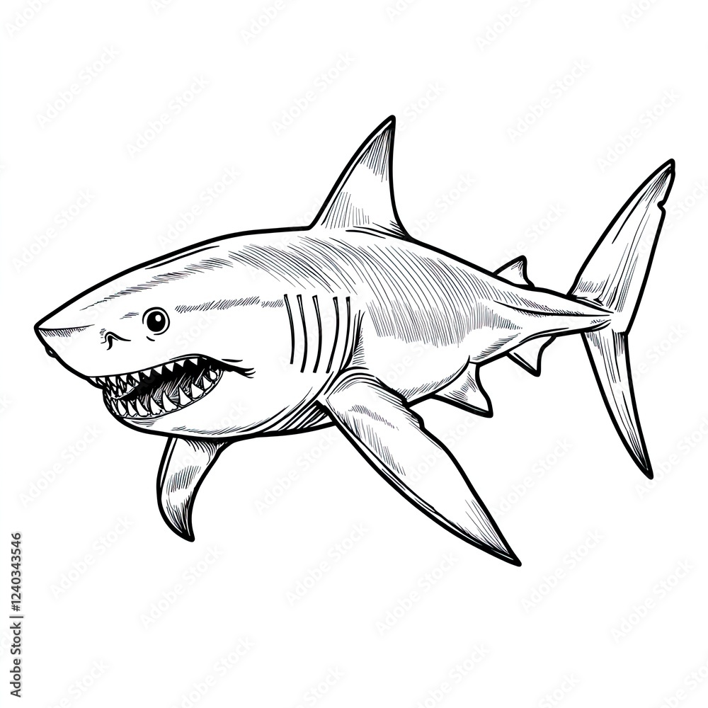 Shark Anatomy Coloring Page Labeled Fins Gills for Kids Stock ...