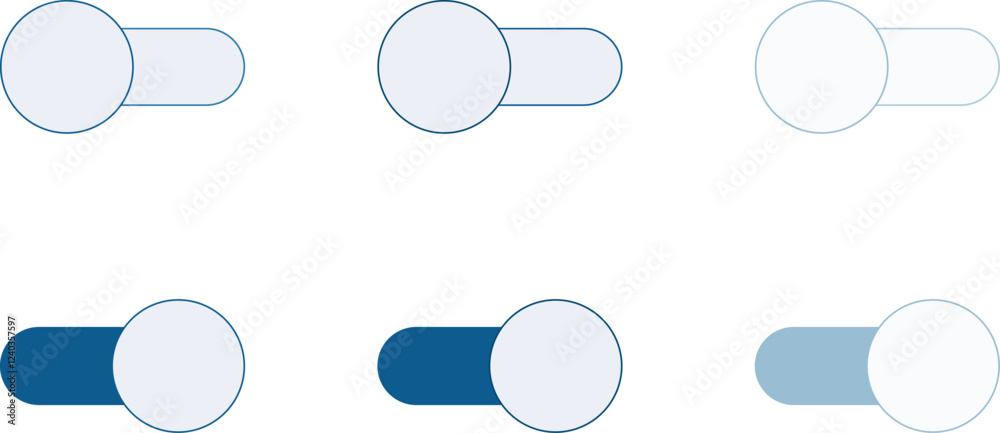 Slide On and Off Black and Color Symbol Collection. Switch Button Icon ...