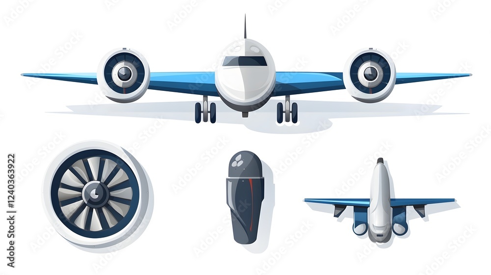 Iconic showcasing the key elements of aviation and aerospace ...