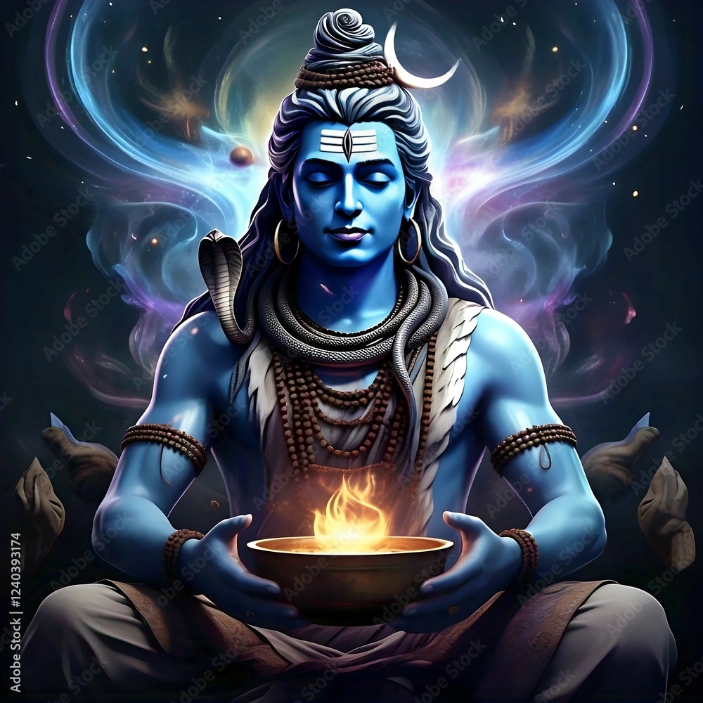 Lord Shiva Mahadev Bholenath Shankar Neelkanth Adiyogi Sitting and ...