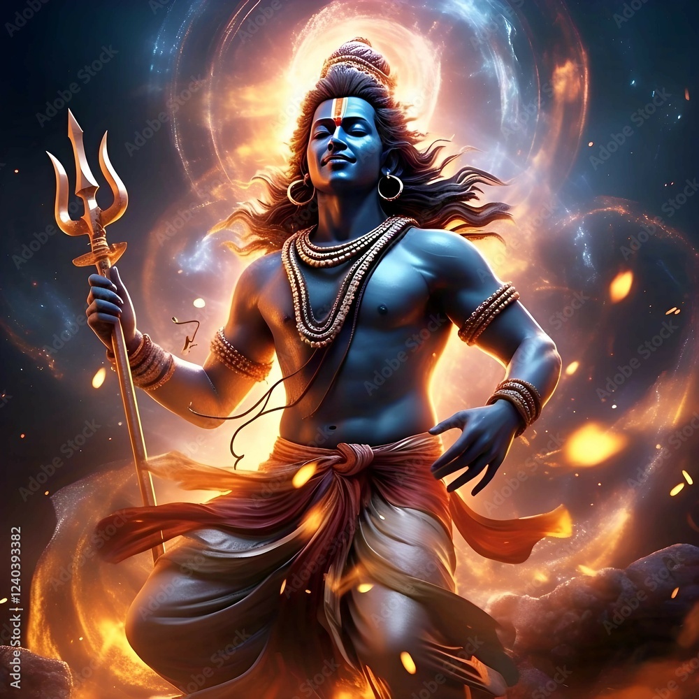 Lord Shiva Mahadev Shankar Neelkanth Adiyogi Holding Trishul Under the Divine Sky | 4K HD ...