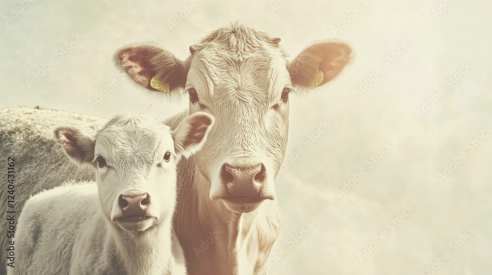 photorealistic farm animals in minimalistic clip art, earthy tones ...