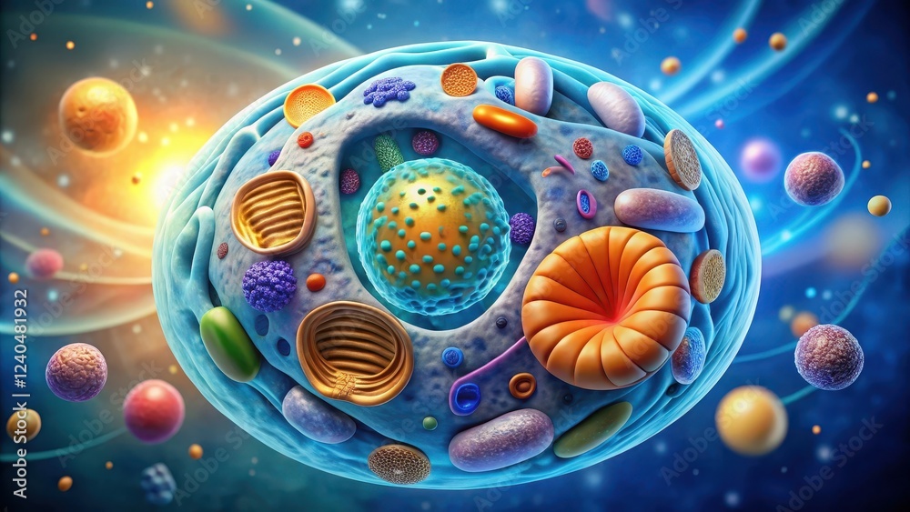 Eukaryotic cell with prominent nucleus and cytoplasm , endoplasmic ...