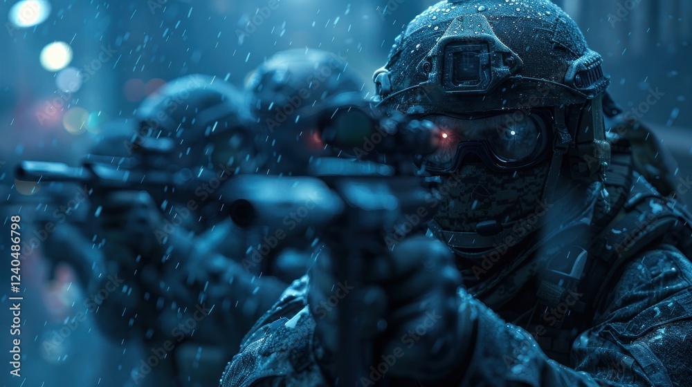 Elite Special Forces Operatives Conducting a High-Stakes Night Raid ...