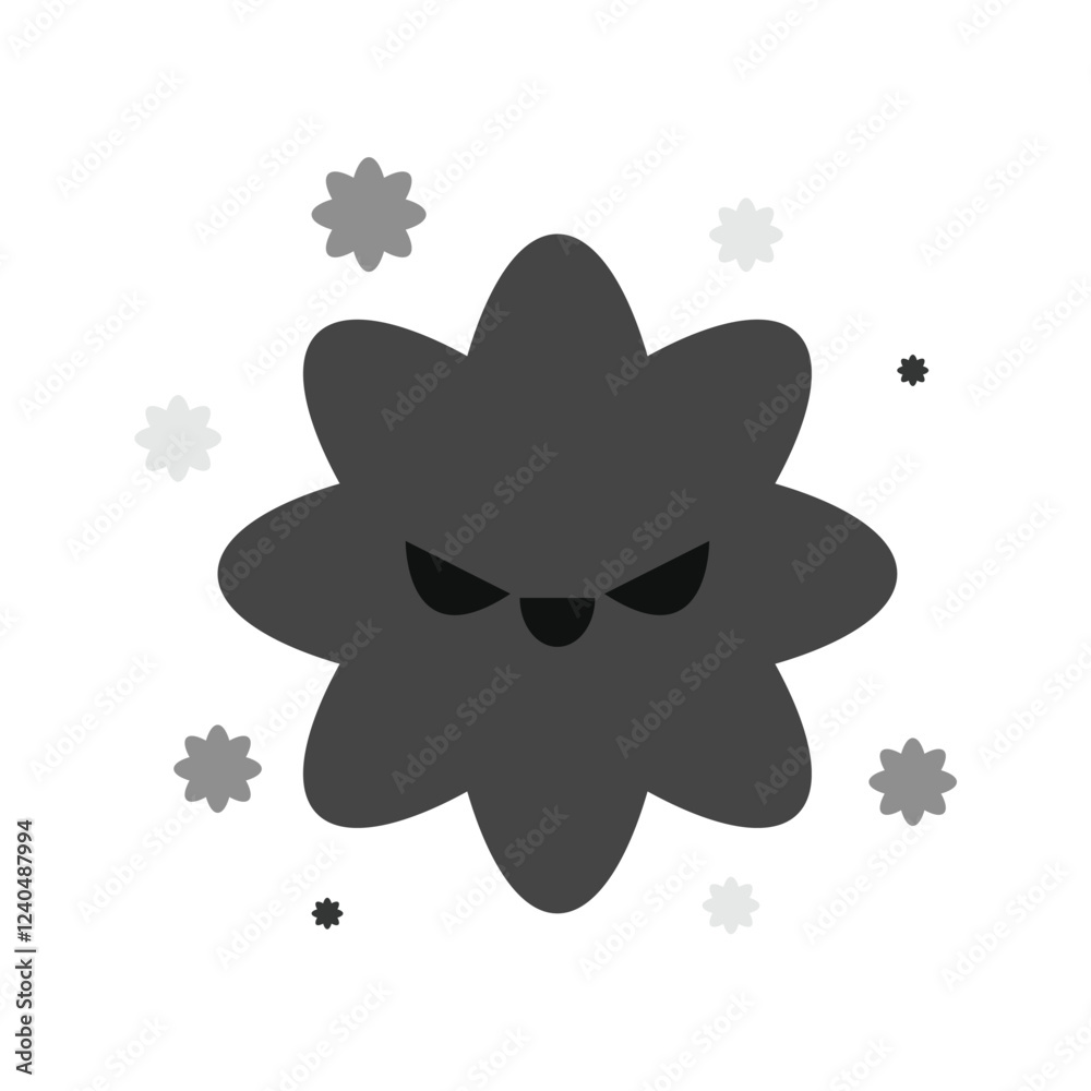 Air pollution cartoon vector. atmospheric aerosol particles or particulate matter. size ...
