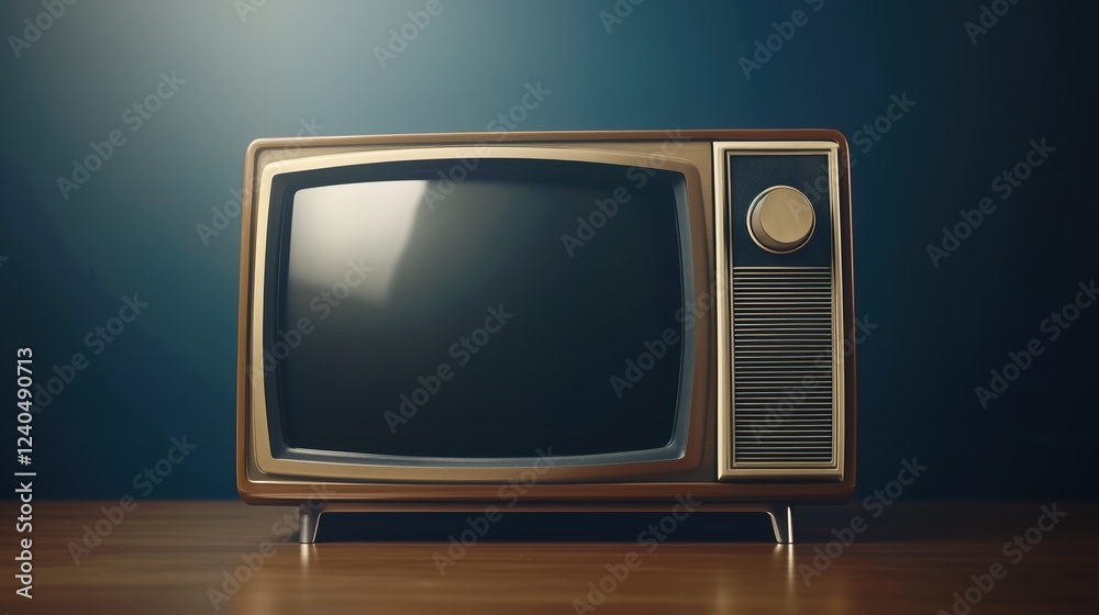 Vintage retro television with a blank black screen, isolated on a clean ...