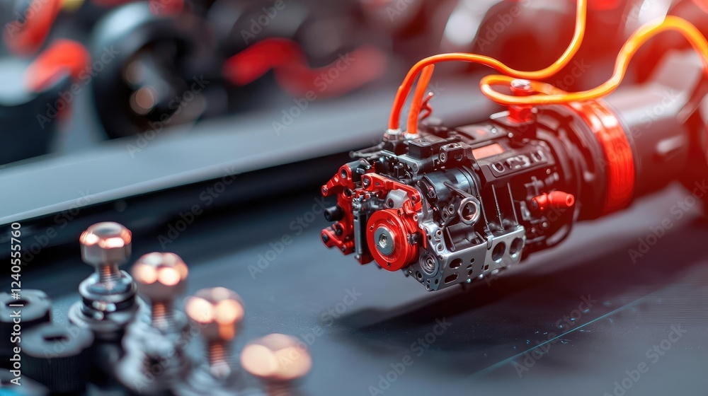 Mechanics repair engine restoration concept. Electric scooter engine ...