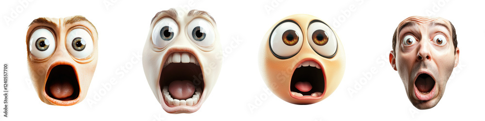 Different expressions of surprise and shock showcased through animated ...