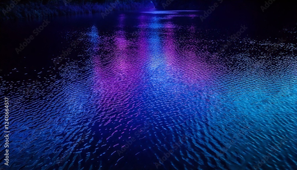 blue and purple light reflection on the surface of water waves ...