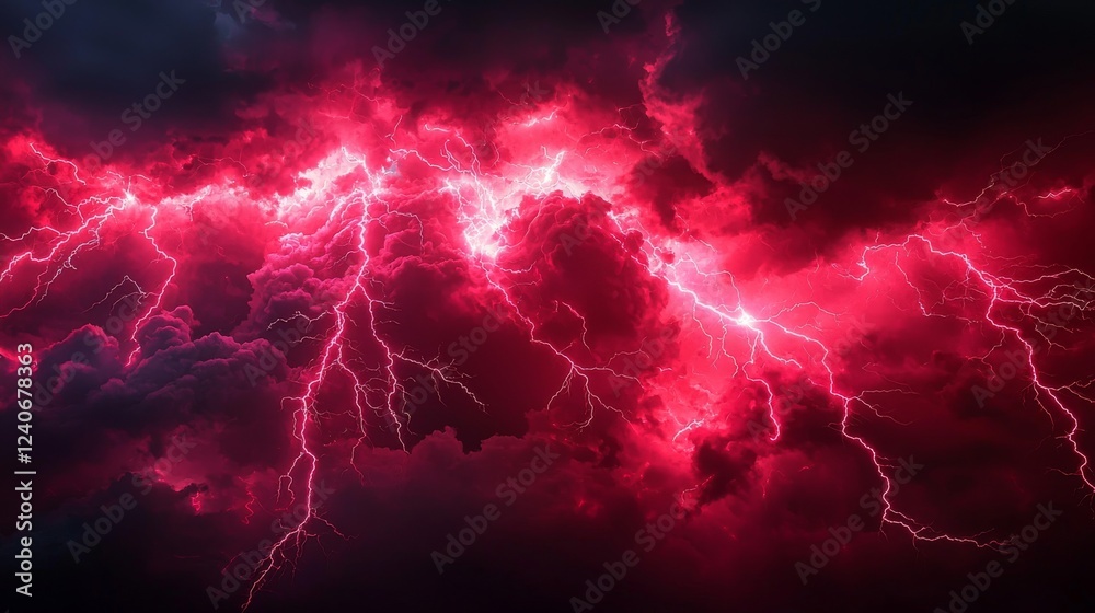Red lightning, electricity, horizontal lightning bolts, red ...