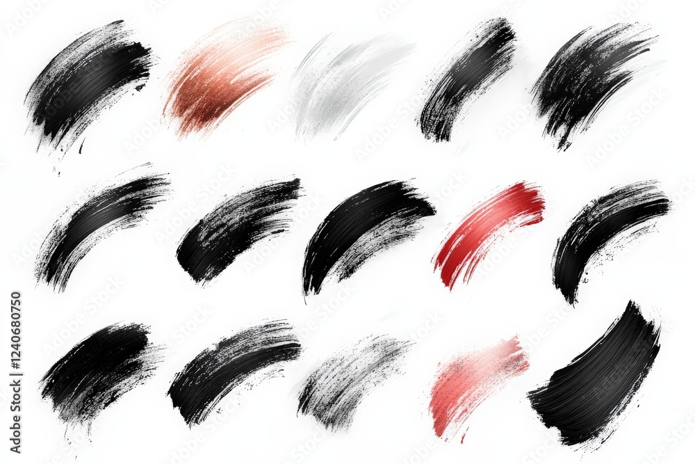 Swatches of colorful brush strokes arranged in a creative layout for ...