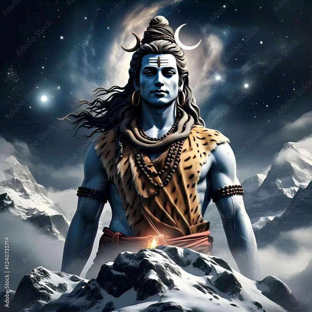Mahadev Bholenath Shankar Neelkanth Adiyogi with Nandi in Snowy Kailash ...