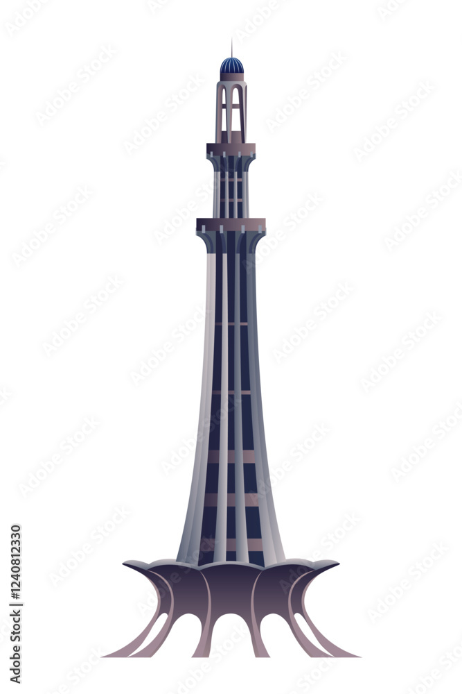 Vector illustration of Minar e Pakistan on transparent background Stock ...