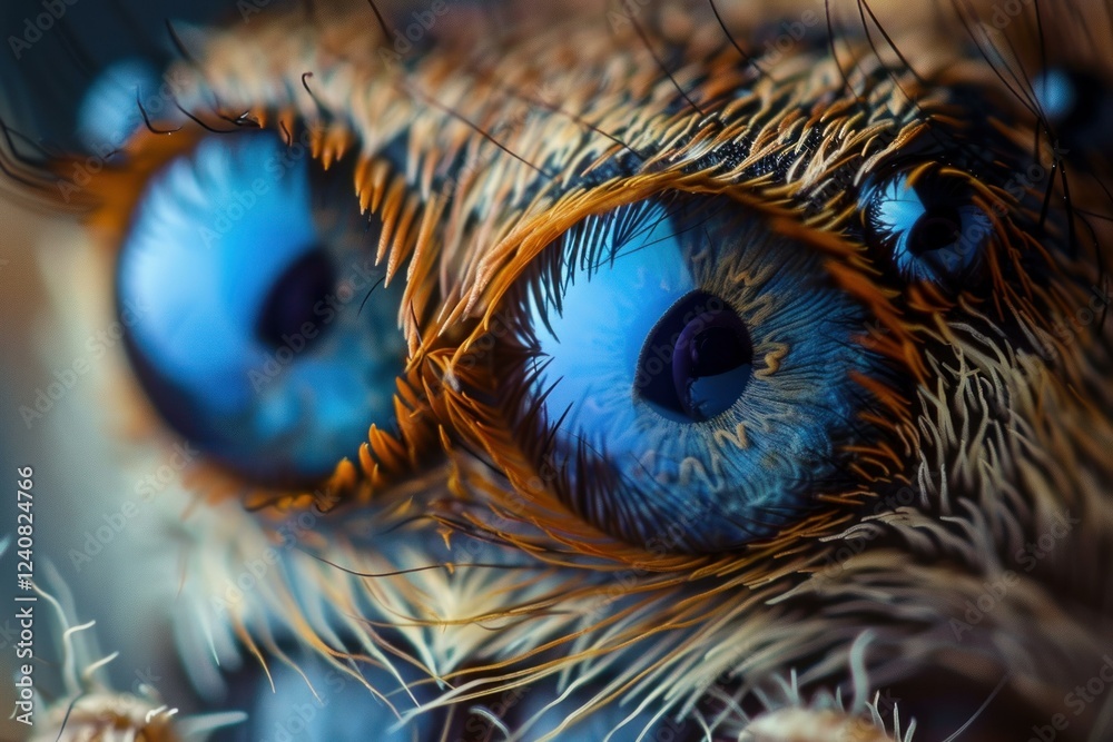 Extreme close up of jumping spider phidippus audax face showcasing ...