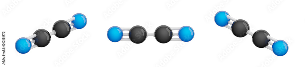 Molecule of Cyanogen. Set of views. Molecular formula: C2N2. Chemical ...