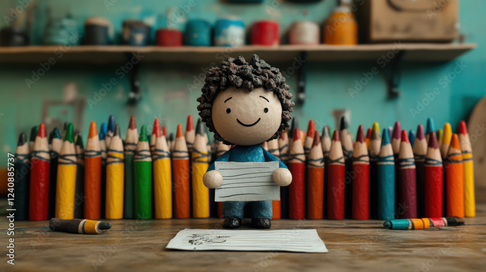 Kids Claymation, A claymation character writing a letter with crayons ...