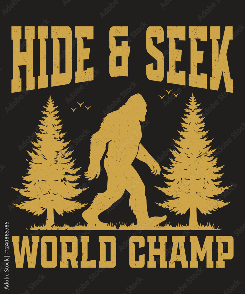 Bigfoot vector illustration, Sasquatch silhouette icon,Hairy wild man symbol, bigfoot t-shirt ...