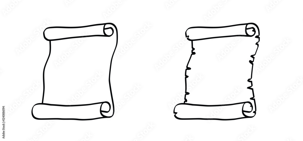 Vintage scrolls. Cartoon historical ancient parchment scroll, old paper ...