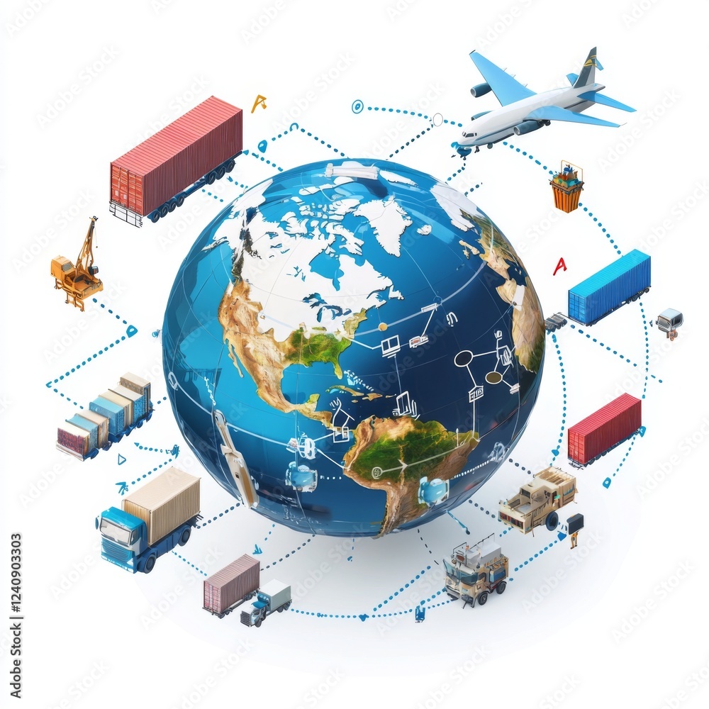 Global Supply Chain Logistics Concept with Transport Modes and Shipping ...