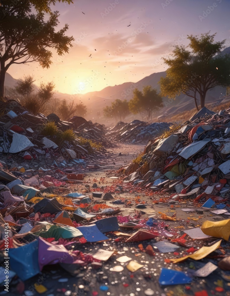 Trash and debris are scattered all over the landscape like confetti ...