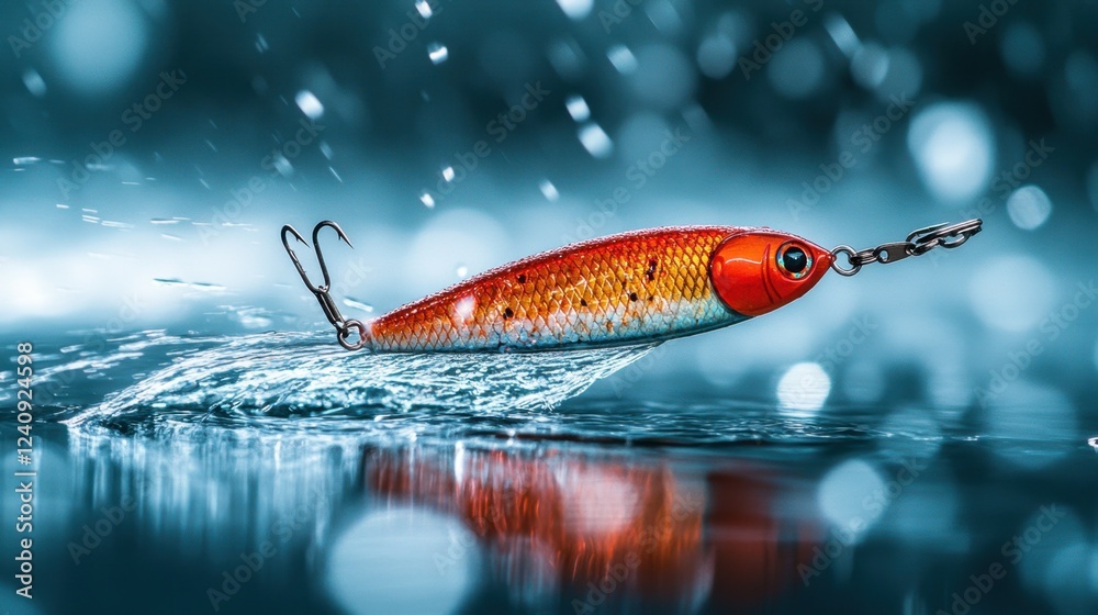 High-speed fishing lure splash A breathtaking moment frozen in time ...
