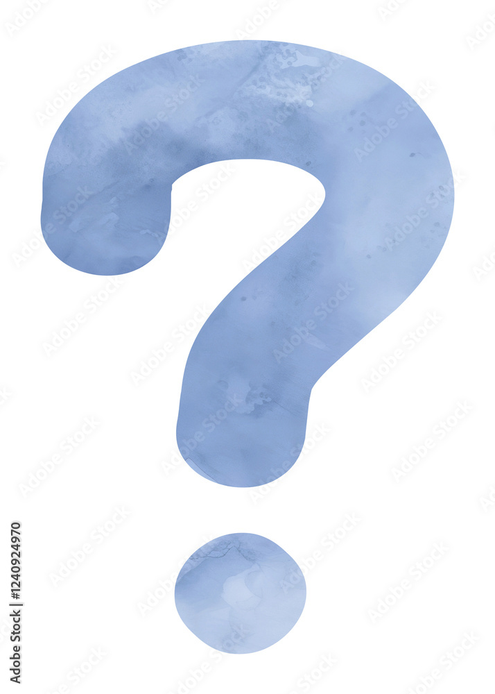 Question mark png blue watercolor sign, transparent background Stock ...