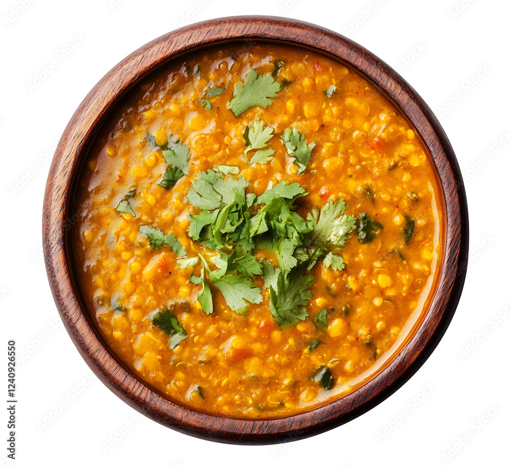 Traditional Indian dal top view isolated on transparent white ...