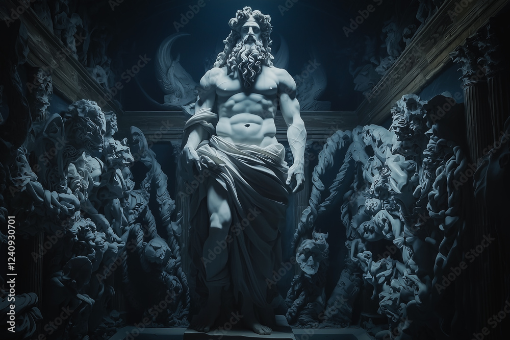 Antique marble statue of the god of the kingdom of the dead, Hades ...