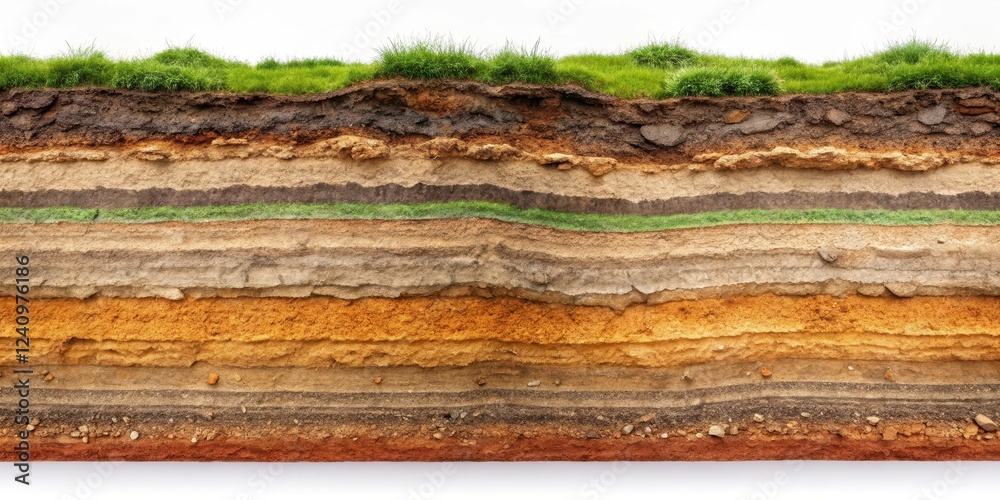 Detailed geological cross-section of underground soil layer revealing ...