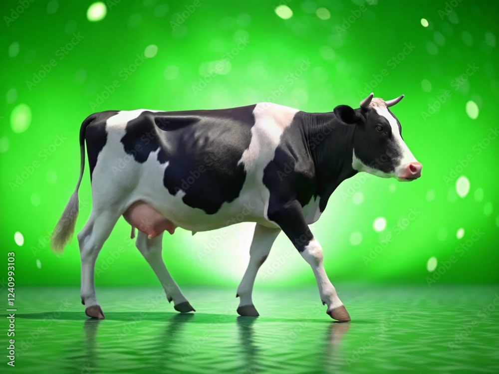Black and White Cow Walking, Bokeh Effect, Cyclic Animation, Green Screen, Silhouette Stock ...