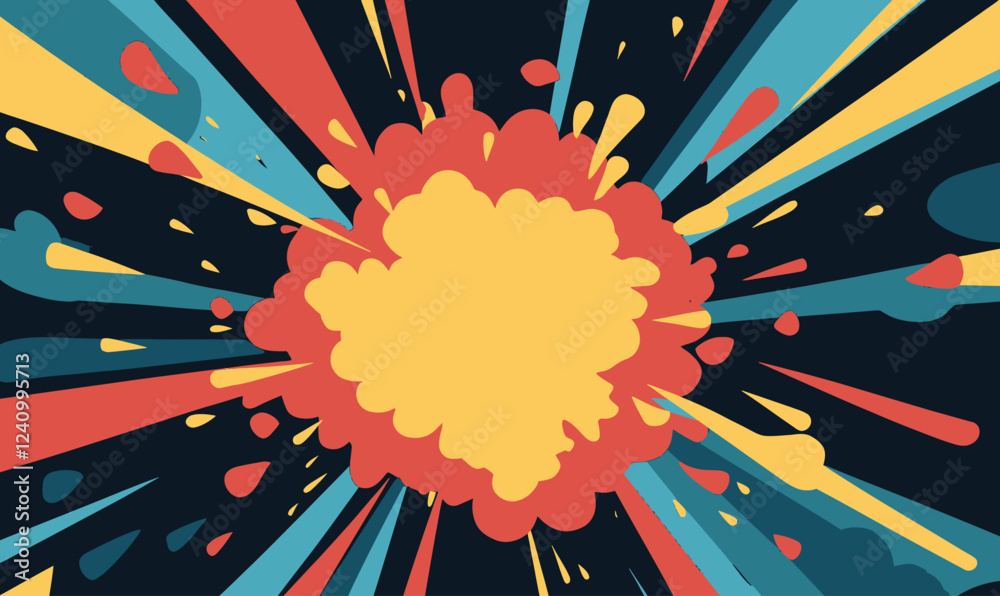 Dynamic Cartoon Vector Explosion with Vibrant Colors and Retro Comic ...