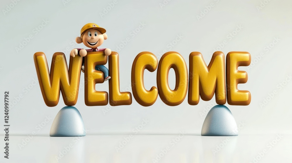 Cartoon boy welcomes; studio background; website greeting (1) Stock ...