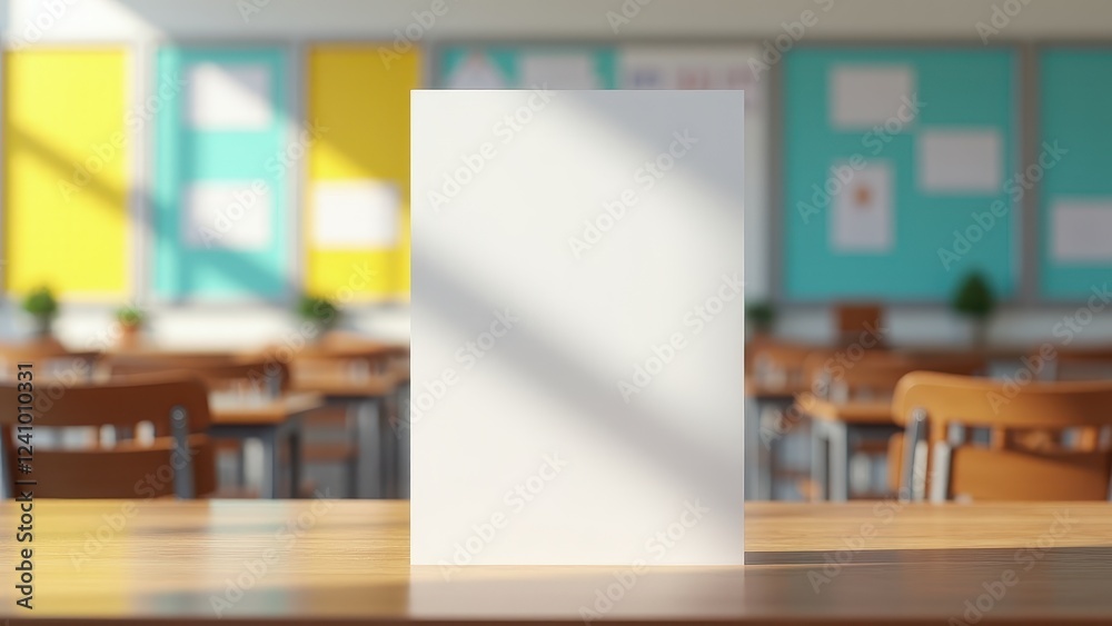A4 Paper Mockup in Hands, Bright classroom background A4 paper mockup ...